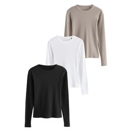The Set Shirt Damen Gr&ouml;&szlig;e XS dunkelbeige / schwarz / wei&szlig;