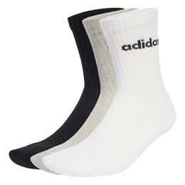 adidas Sportswear Sportsocken 'Linear Crew Cushioned 6 Pair Pack' Damen Gr&ouml;&szlig;e 31/33 grau / schwarz / wei&szlig;
