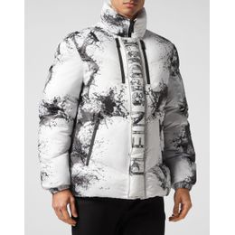 Daunenjacke Plein Sport "Splash Extreme", Herren, Gr. L, schwarz-weiß (0102, weiß, schwarz), Obermaterial: 100% Polyester; Futter: 100% Polyester; Füllung: 100% Polyester, Jacken