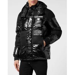 Daunenjacke Plein Sport "Global Express Edition", Herren, Gr. L, schwarz (02, schwarz), Obermaterial: 100% Polyester; Futter: 100% Nylon; Füllung: 100% Polyester, Jacken