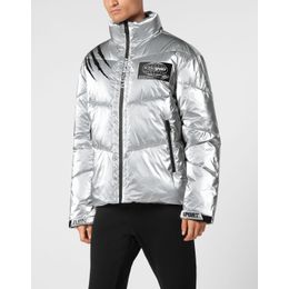Daunenjacke Plein Sport "Daunenjacke", Herren, Gr. M, 70, silber, Obermaterial: 100% Nylon; Futter: 100% Polyester; Füllung: 100% Polyester, Jacken