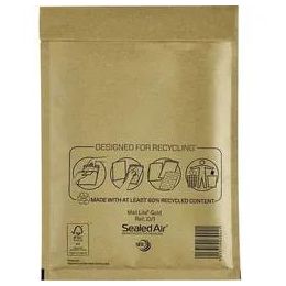 Mail Lite Luftpolster-Luftpolster-Versandtaschen D/1 Gold Ohne Fenster 180 (B) x 260 (H) mm Abziehstreifen 79 g/m2 100 Stück