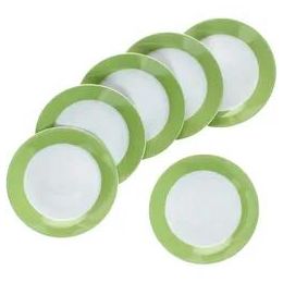 6er Set Variant Grün Kuchenteller bunte Frühstücks-Teller Dessert