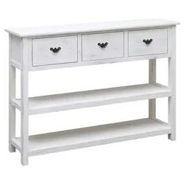 vidaXL Sideboard Antik-Weiß 108x30x76 cm Massivholz Paulownia