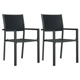 vidaXL Gartenstühle 2 Stk. Schwarz Kunststoff Rattan-Optik