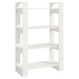 vidaXL Bücherregal/Raumteiler Weiß 80x35x125 cm Massivholz Kiefer