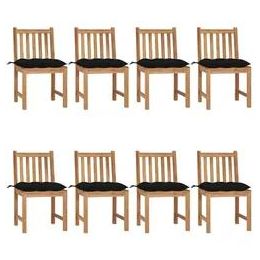 vidaXL Gartenstühle 8 Stk. mit Kissen Massivholz Teak