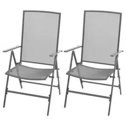 vidaXL Stapelbare Gartenstühle 2 Stk. Stahl Grau