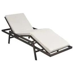 vidaXL Sonnenliege mit Auflage Poly Rattan Braun