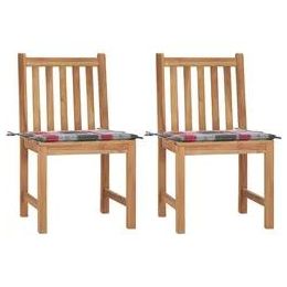 vidaXL 2x Teak Massiv Gartenstuhl mit Kissen Holzstuhl Stuhl Essstuhl Stühle Terrassenstuhl Gartenmöbel Balkonstuhl Gartenstühle Outdoor
