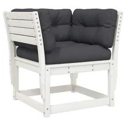 vidaXL Gartensofa mit Armlehnen und Kissen Weiß Massivholz Kiefer