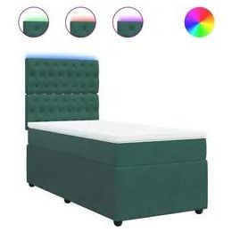 vidaXL Boxspringbett mit Matratze Dunkelgrün 90x200 cm Samt
