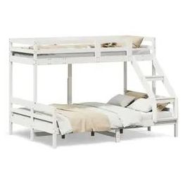 vidaXL Etagenbett 90x200/140x200 cm Weiß Massivholz Kiefer