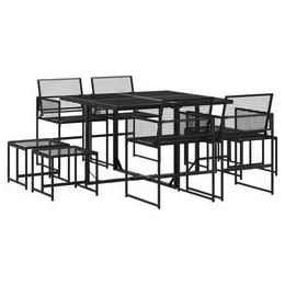 vidaXL 9-tlg. Garten-Essgruppe Schwarz Poly Rattan