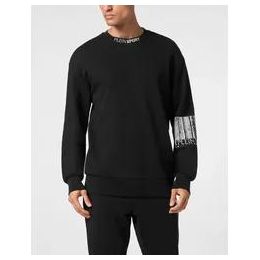 Sweatshirt Plein Sport "Barcode", Herren, Gr. XXL, schwarz (02, schwarz), Obermaterial: 88% Baumwolle, 12% Polyester; Futter: 100% Polyester, Sweatshirts