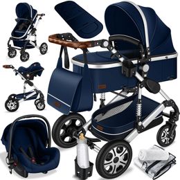 Kesser&reg; Loops Kinderwagen 4 in 1 Kombikinderwagen Komplett-Set auch als Buggy f&uuml;r Kinder bis 4 Jahre inkl. Babywanne, Babyschale + Fu&szlig;sack, Korb, Wickeltasche, Regen- & Insektenschutz & Flaschenhalter