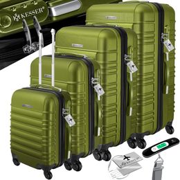 Kesser&reg; 4tlg. Hartschalenkofferset Hartschalenkoffer Reisekoffer Set Reisekofferset Trolley Koffer Inkl. Kofferwaage + Gep&auml;ckanh&auml;nger Rollkoffer Schloss 4 Rollen ABS-Hartschale Teleskopgriff S-M-L-XL