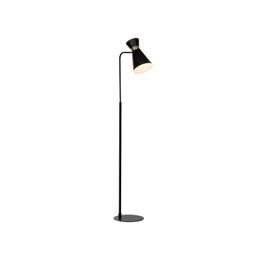 Brilliant Lampe Goldy Standleuchte 1flg schwarz-matt/gold 1x A60, E27, 28W, g.f. Normallampen n. ent. F&uuml;r LED-Leuchtmittel geeignet Mit Fu&szlig;schalter