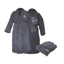 Dewello&reg; Bademantel ohne Kapuze aus Baumwolle f&uuml;r Sauna und nach dem Sport, Frottee Unisex Grau, Verschiedene Gr&ouml;&szlig;en (S-XXL), Farbe:Grau