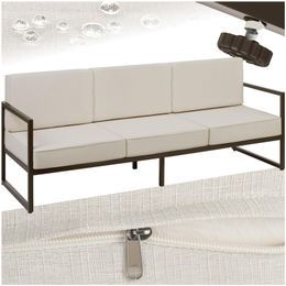 TecTake&reg; Garten-Loungesofa, Dicke des Sitzpolsters 14 cm, pulverbeschichtetes Stahlgestell, 210 x 78 x 85 cm