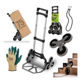 TroniTechnik&reg; Sackkarre Handkarre klappbar, Transportkarre bis 75kg, Klappwagen f&uuml;r Treppen - Sternrad, h&ouml;henverstellbar
