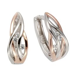 ZEEme Silber Ohrringe Silber 925 zweifarbig 6x Zirkonia wei&szlig;
