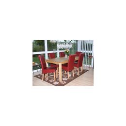 MCW 6er-Set Esszimmerstuhl Lecce II, Leder ~ rot, helle Beine