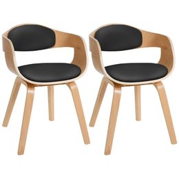 CLP 2er-Set Esszimmerst&uuml;hle Kingston, ergonomisch mit gepolsterter R&uuml;ckenlehne, Kunstleder & Holz, bis 150 kg belastbar