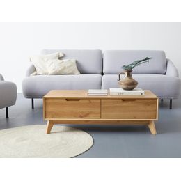 Couchtisch Andas "Pandrup", braun (eiche), B:110cm H:37cm T:50cm, Tische, mit 2 Schubkasten, in verschiedenen Farben erhältlich, Höhe 37 cm