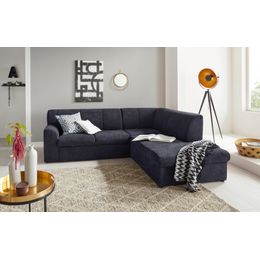 Ecksofa DOMO collection "Topper zeitlos elegant, kompakte Stellma&szlig;e, OTTOs Choice, L-Form", blau (dunkelblau), B:237cm H:78cm T:200cm, Sofas, Ecksofa, mit Ottomane, wahlweise mit Schlaffunktion