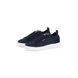 Sneaker Tommy Hilfiger "LIGHT CUPSOLE KNIT SEASONAL", Herren, Gr. 46, blau (dunkelblau), Leder, Textil, sportlich, Schuhe, Freizeitschuh, Halbschuh, Schnürschuh mit Logoschriftzug