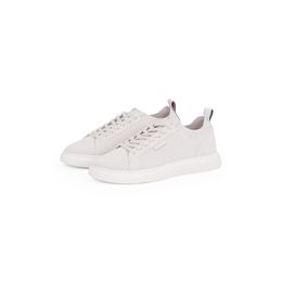 Sneaker Tommy Hilfiger "LIGHT CUPSOLE KNIT SEASONAL", Herren, Gr. 45, beige (natur), Leder, Textil, sportlich, Schuhe, Freizeitschuh, Halbschuh, Schnürschuh mit Logoschriftzug