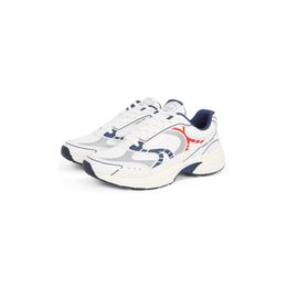 Sneaker Tommy Jeans "ARCHIVE'25", Herren, Gr. 42, bunt (weiß, blau, rot), Synthetik, Textil, sportlich, Schuhe, Freizeitschuh, Halbschuh, Schnürschuh mit Kontrastbesätzen