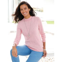 WITT Damen Stehkragenpullover mit Schurwoll-Anteil, rosé-meliert, Größe 40