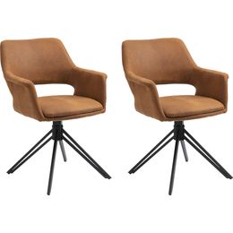 Esszimmerstuhl ByLiving "Estelle", braun (braun, schwarz), B:60cm H:84cm T:61cm, Polyester, Stühle, 360 Grad drehbar