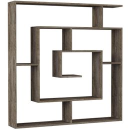 Bücherregal DECORTIE "Labirent Bücherregal", dunkel kaffee, B:125cm H:129cm T:22cm, Spanplatte, Regale, Leichte Montage, Lagerung, Platzsparend