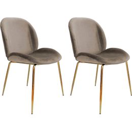 Stuhl Kayoom "Charlize 110 2er-Set, TOPSELLER Esszimmerstühle,moderne Optik", beige (beige, messing), B:48cm H:87cm T:59cm, Sitz: Stoffbezug 100% Polyester / Gestell: 100% Eisen, verchromt, Stühle, samtweicher Bezug, bequem, zeitlos, moderne Optik