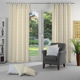 Vorhang WIRTH "Telfort" Gr. 1, gold (goldfarben), B:132cm H:145cm, Jacquard, Baumwolle, Polyester, Gardinen
