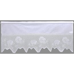 Querbehang "Igel" Gr. 1, weiß, B:120cm H:35cm, Wirkware, Baumwolle, HOSSNER - ART OF HOME DECO, Gardinen, handgehäkelte Spitze, weiß, Baumwolle
