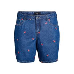 ZIZZI Shorts 'Jeva' Damen Gr&ouml;&szlig;e 50 blue denim / gr&uuml;n / rot