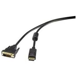 Renkforce DisplayPort / DVI Adapterkabel DisplayPort Stecker, DVI-D 24+1pol. Stecker 1.00 m Schwarz RF-3301142 schraubbar, vergoldete Steckkontakte, mit