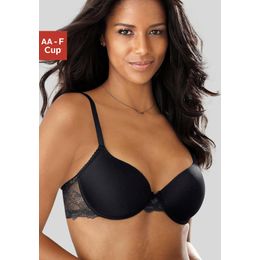 Schalen-BH Lascana "Vittoria", Damen, Gr. 70, Cup AA, schwarz, Spitze, Obermaterial: 84% Polyamid (TACTEL), 16% Elasthan (LYCRA), BHs, mit Bügel und Rücken aus floraler Spitze