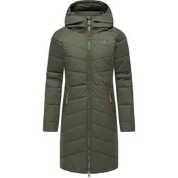 Steppmantel Ragwear "Dizzie Coat", Damen, Gr. XXL (44), grün (dunkelgrün), Außenmaterial: 100% Polyester, Innenfutter: 100% Polyester, Wattierung: 100% Polyester, normal ca. Mitte Oberschenkel, hoch geschlossener Ausschnitt, Ärmel ohne Ärmelschlitz Strickbündchen, Mäntel, Wasserdichter Winterparka mit gefütterter Kapuze