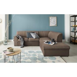 Ecksofa DOMO collection "Topper zeitlos elegant, kompakte Stellma&szlig;e, OTTOs Choice, L-Form", braun, B:237cm H:78cm T:200cm, Sofas, Ecksofa, mit Ottomane, wahlweise mit Schlaffunktion