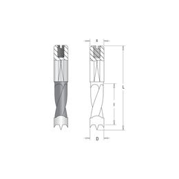 Guhdo HW-Kombi-Dübellochbohrer D8 l27 L57,5 L rechts (6024.080.00)