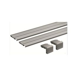 Hettich Laufprofil-Set zweibahnig, 2500mm SlideLine M 9227245, silber)