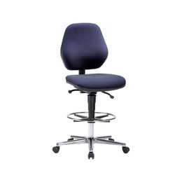 bimos Arbeitsstuhl Stoffpolster blau Sitzhöhe 620-870 mm mit Rollen / Fußring (9131-6802-525-807)