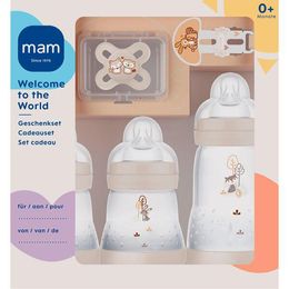 Geschenkset Babyflaschen, Schnuller & Schnullerband creme, 5tlg MAM
