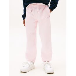 Sweathose Tommy Hilfiger "MINI CORP SWEATPANTS", M&auml;dchen, Gr. 10 (140), N-Gr, rosa (light pink), Sweatware, Obermaterial: 80% Baumwolle, 20% Polyester, unifarben, regular fit lang, Hosen Sweathose, f&uuml;r Kinder bis 16 Jahre