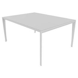 Quadrifoglio Konferenztisch X5 grau rechteckig, Vierkantrohr weiß, 160,0 x 120,0 x 75,0 cm